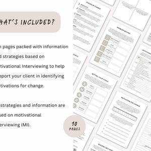 Motivational Interviewing Worksheets for Therapist or Counselor, MI ...