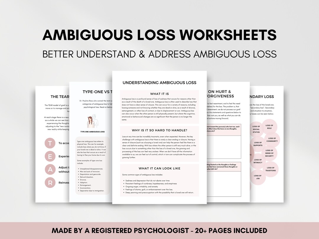 Ambiguous Loss Worksheets for Understanding Ambiguous Grief and Loss ...