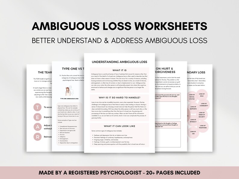 Ambiguous Loss Worksheets: Grief Therapy Resource for Adults & Teens - Etsy