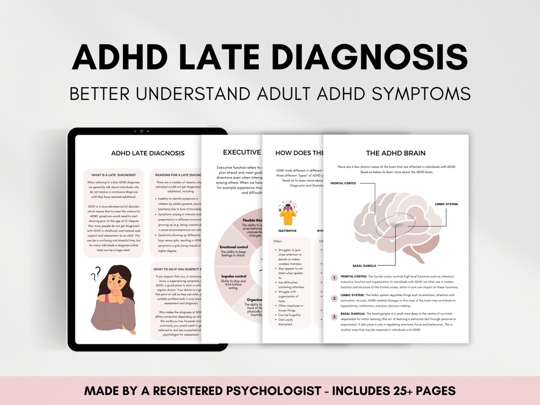Adult ADHD Symptoms Worksheets, ADHD Late Diagnosis Therapist Resource ...