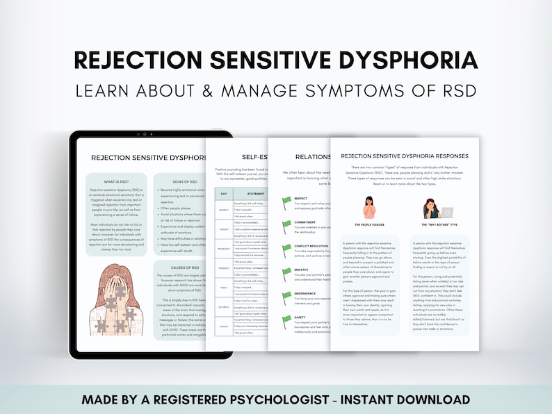 RSD Worksheets: Rejection Sensitivity, People Pleasing, Coping Skills ...