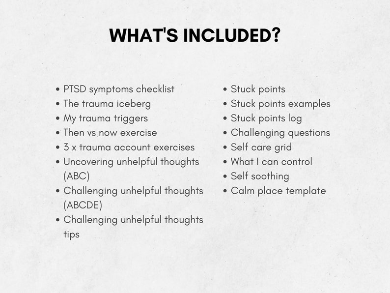 PTSD Adult Trauma Therapy Worksheets: Coping Skills Workbook (printable ...