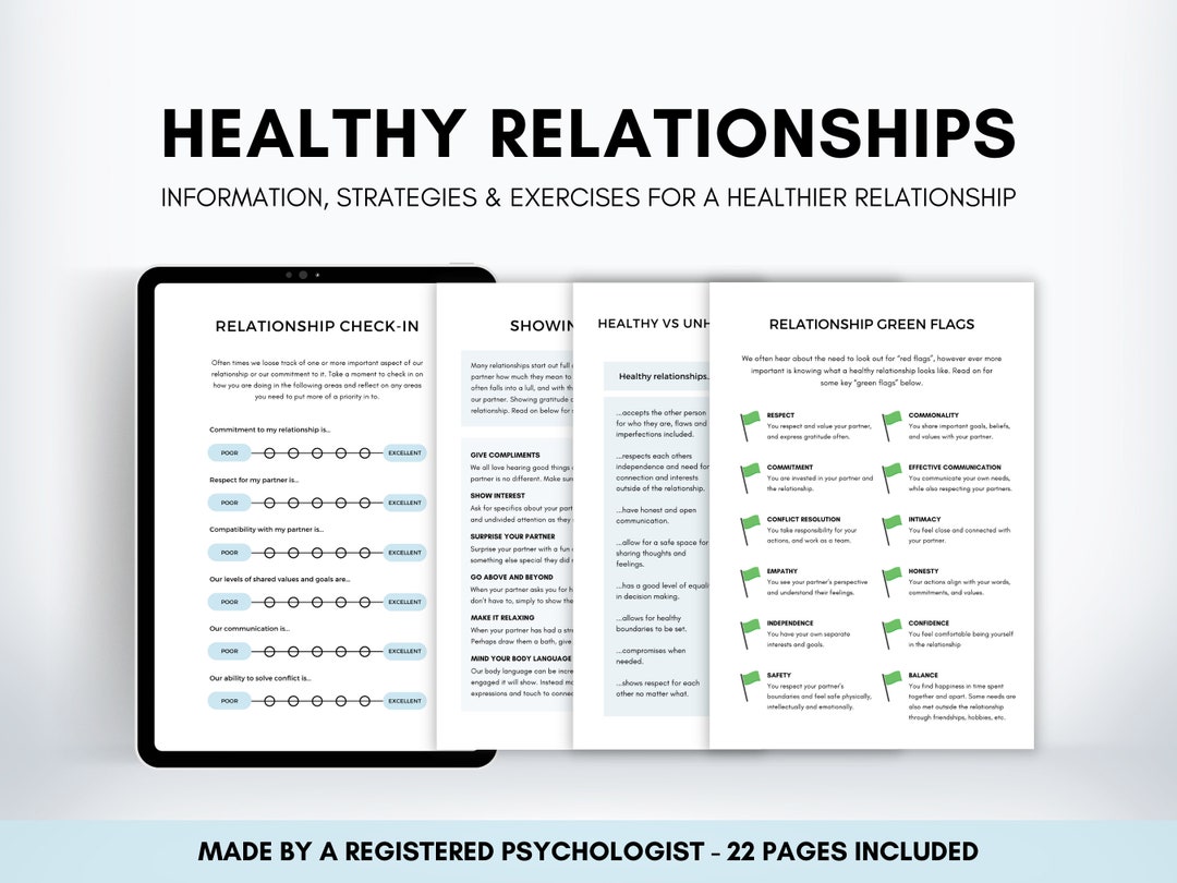Healthy Relationships Worksheet Bundle for Couples Counselor and ...