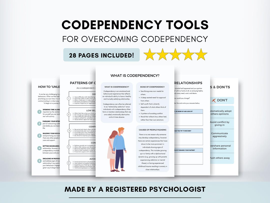 Codependency Worksheets Bundle: Self-esteem & Boundary Setting ...