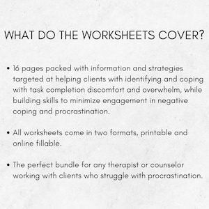 Overcoming Procrastination Worksheet Bundle, Coping Skills for Adults ...