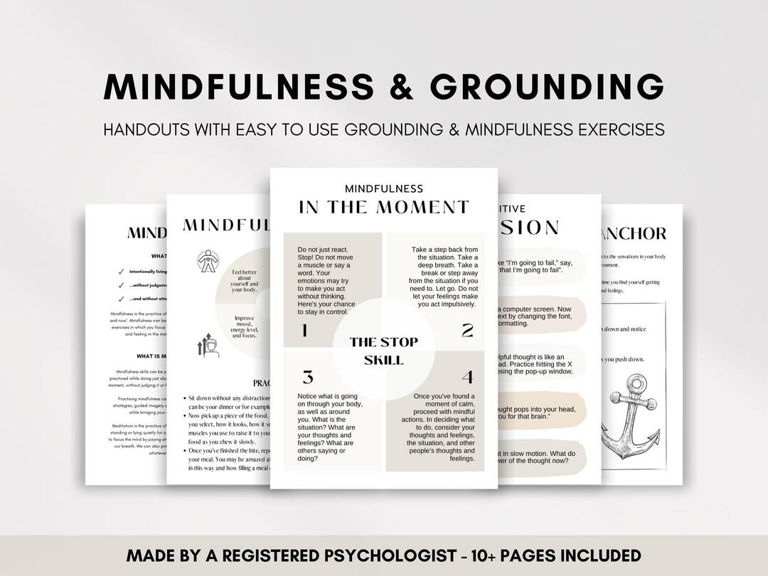Mindfulness & Grounding Worksheets Bundle | Mindfulness Worksheets for ...