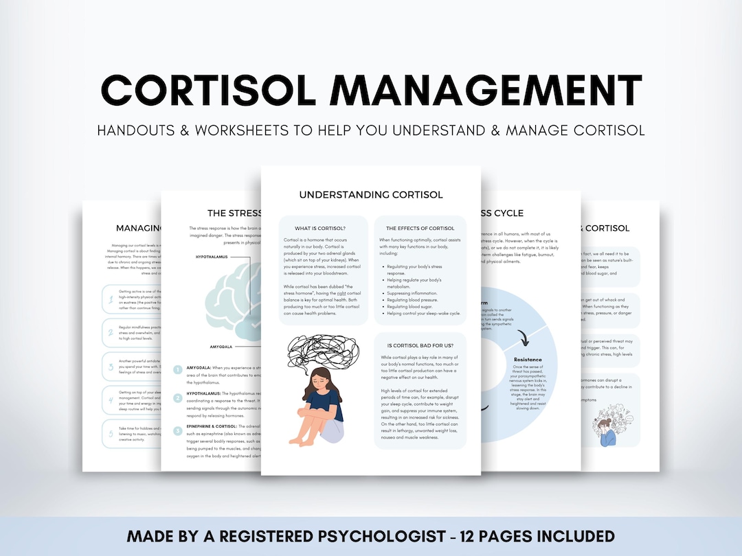 Cortisol Management Worksheets and Therapy Handouts for Managing ...