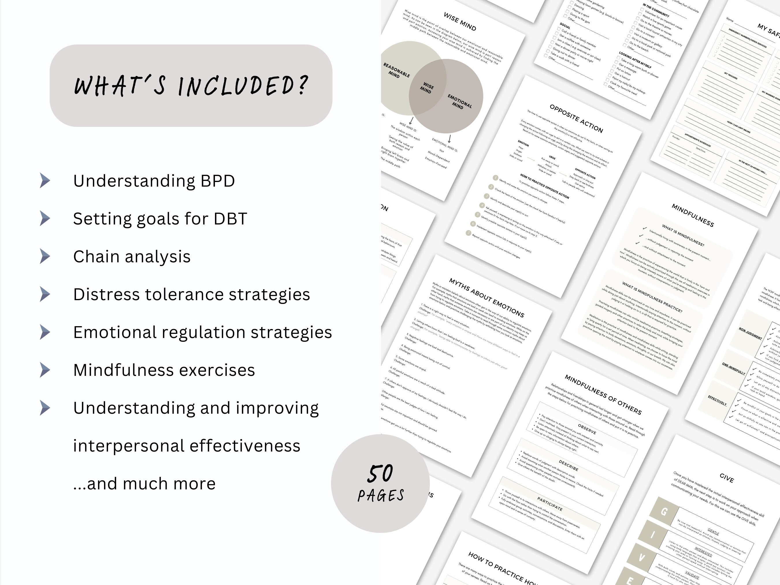 DBT Worksheets for BPD: Emotional Regulation & Distress Tolerance (PDF ...