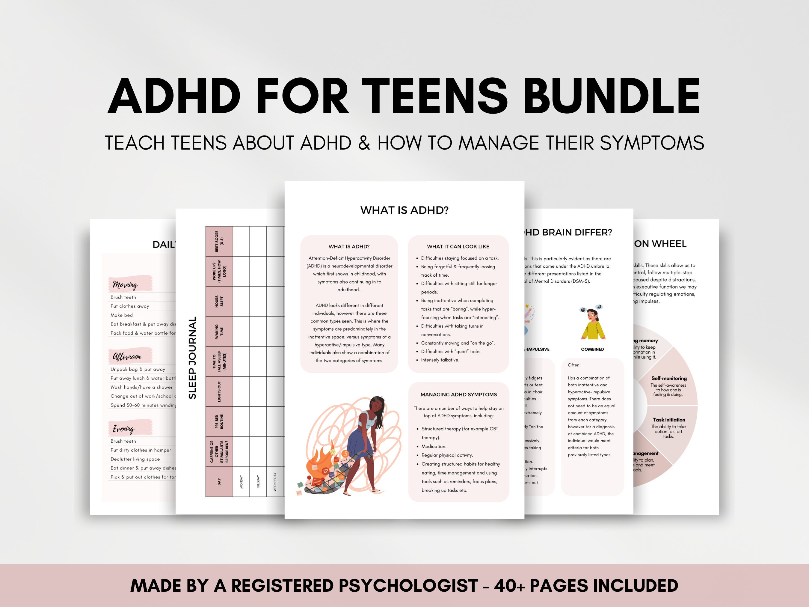 ADHD Worksheets for Teens to Manage Executive Functioning and Build ...