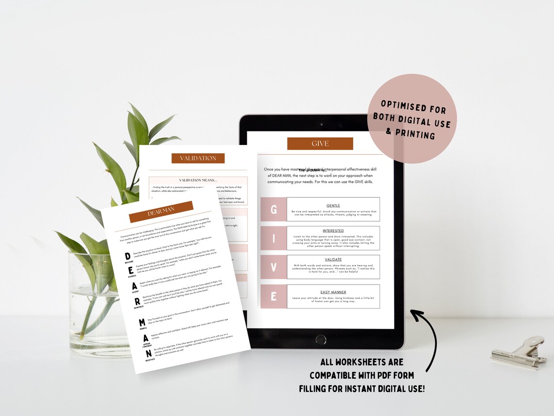 DBT Skills Worksheets & DBT Flash Cards Bundle Mindfulness Worksheets ...