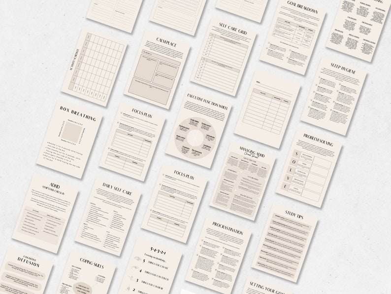 ADHD Executive Functioning Worksheets for Therapist, Emotional ...