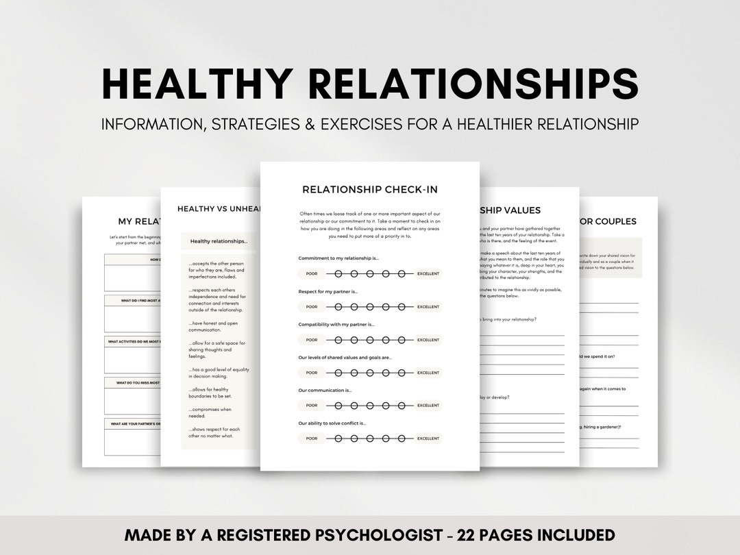 Couples Therapy Worksheets for Building Healthy Relationship Values and ...