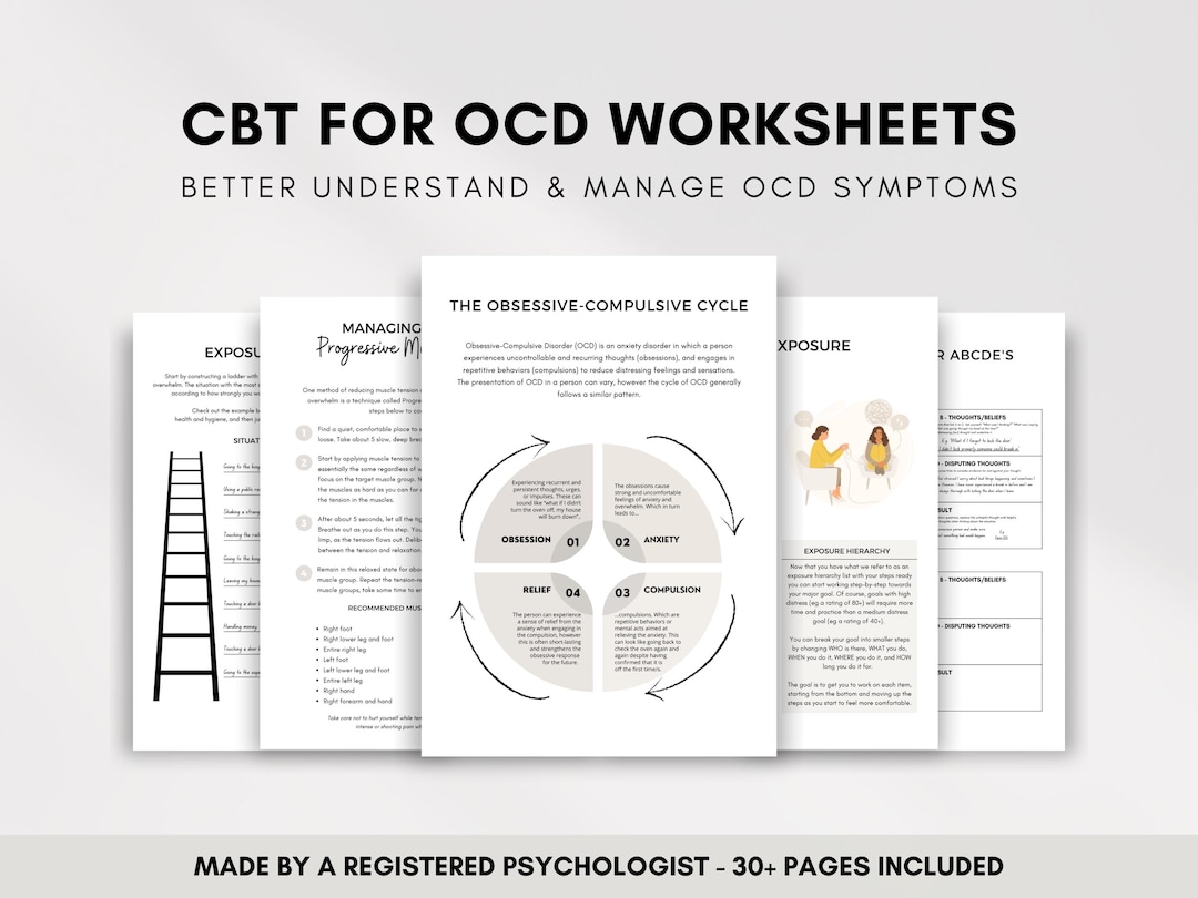 CBT Worksheets for OCD, Cognitive Behavioral Therapy Exercises & Activities for Managing ...