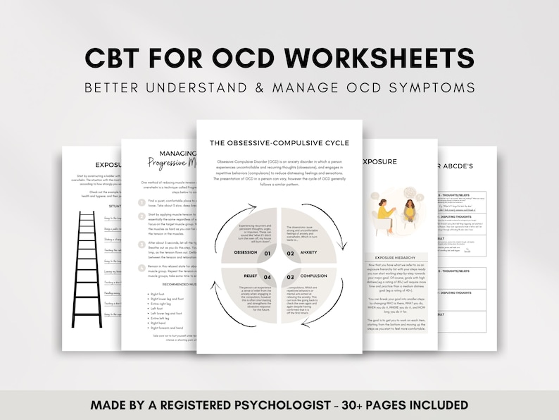 CBT Worksheets for OCD, Cognitive Behavioral Therapy Exercises & Activities for Managing ...
