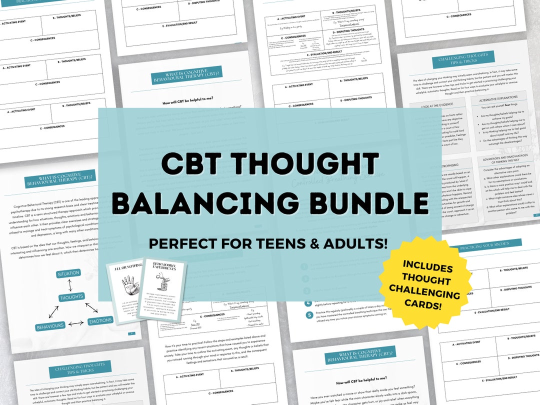 CBT Worksheets for Adults & Teens Thought Challenging Worksheets ...