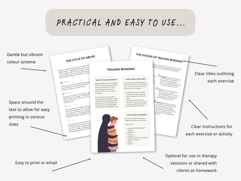 Trauma Bonding Therapy Worksheets for Understanding Emotional Abuse and ...
