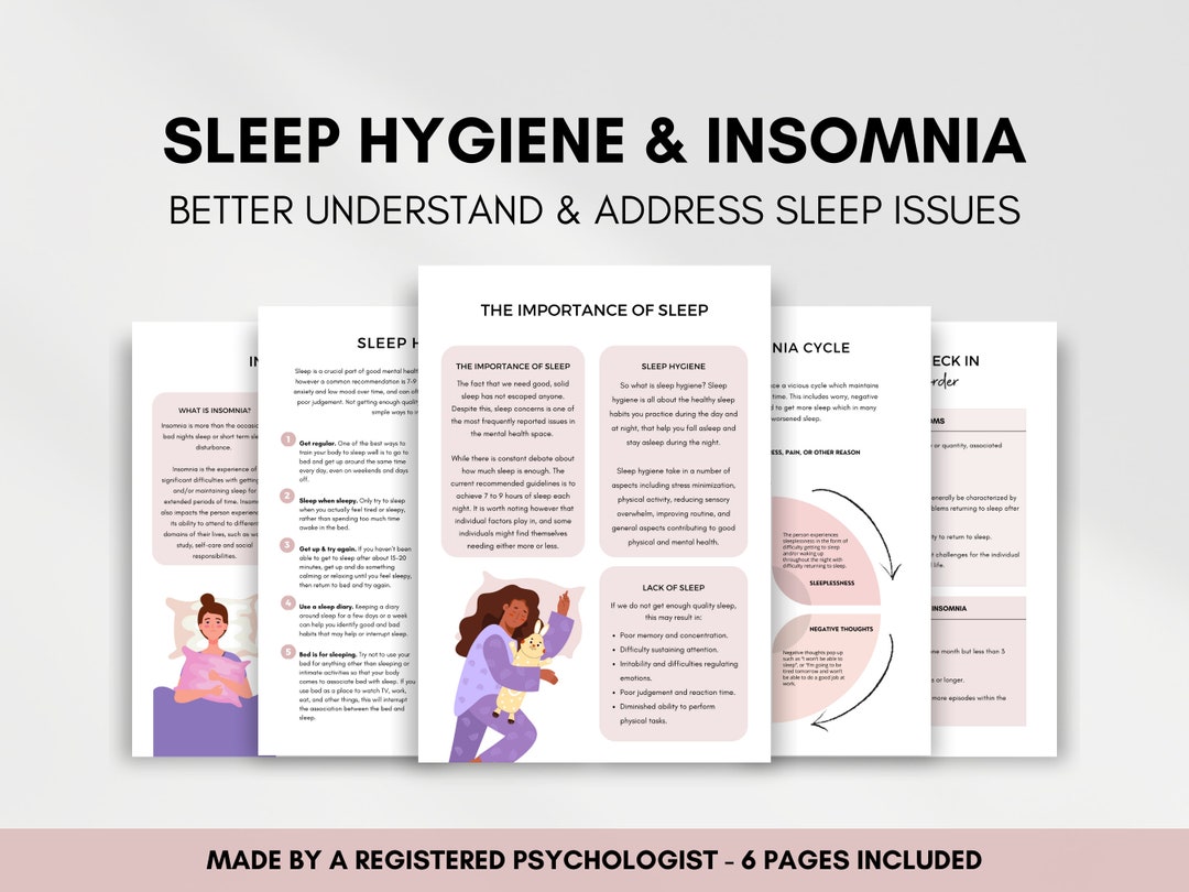 Sleep Hygiene and Insomnia Therapy Education Handout for Adults and ...