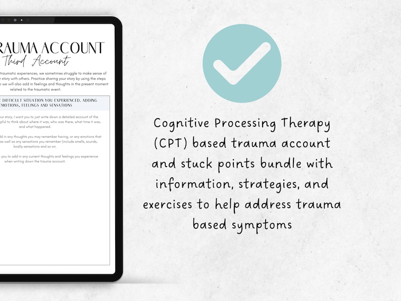 CPT Trauma Therapy Worksheets With Thought Challenging and Stuck Points ...