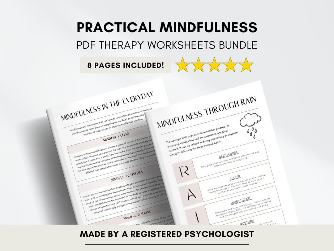 Mindfulness Worksheets for Managing Stress & Worry With Coping Skills ...