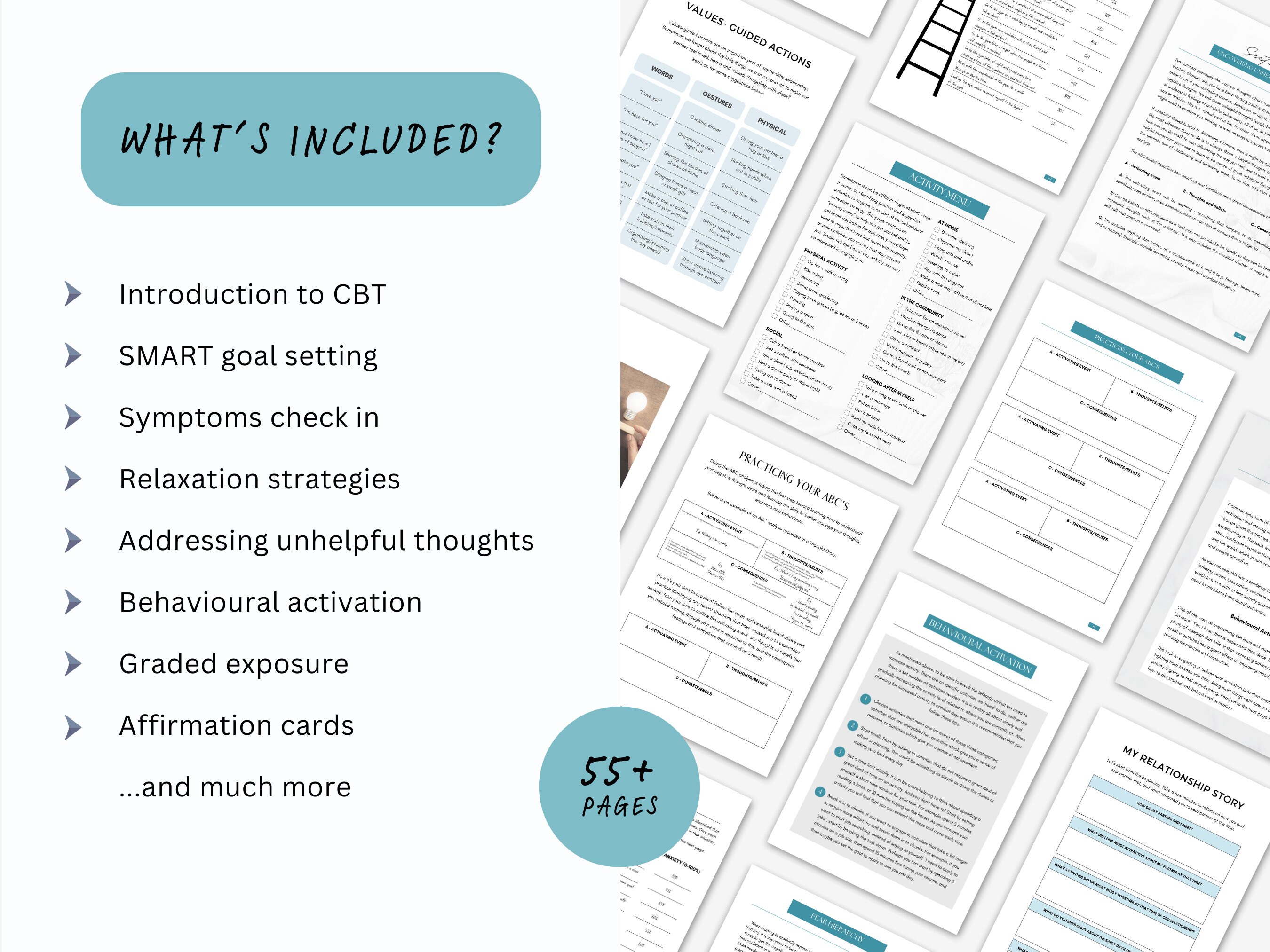 CBT Worksheets & Coping Cards Affirmation Bundle, Exposure Therapy for ...
