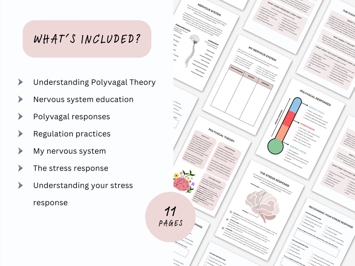 Polyvagal Theory Worksheets to Understand Stress Response and Nervous ...