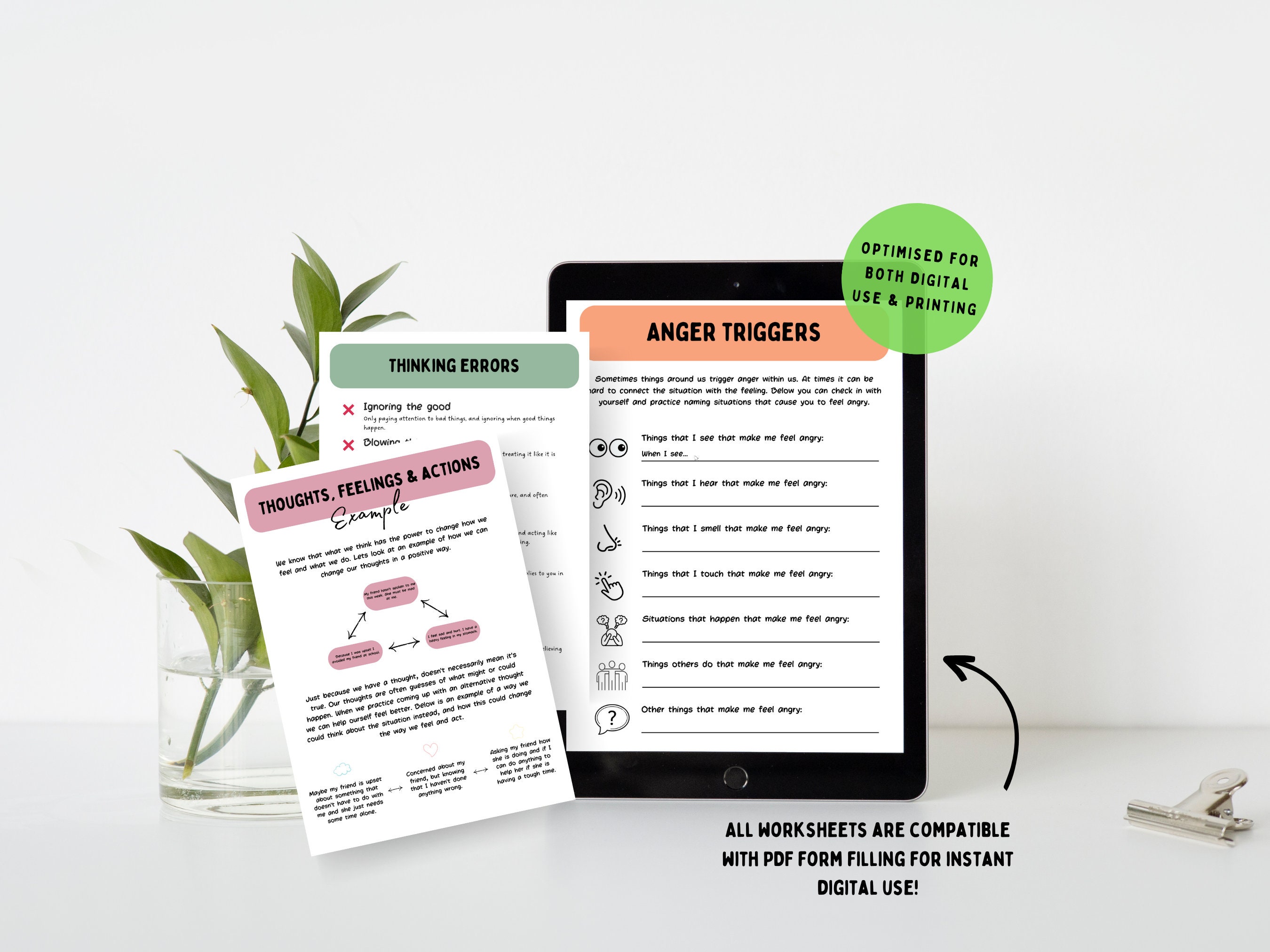 Anger Worksheets Kids Therapy Bundle | Kids Anger Management Worksheets ...