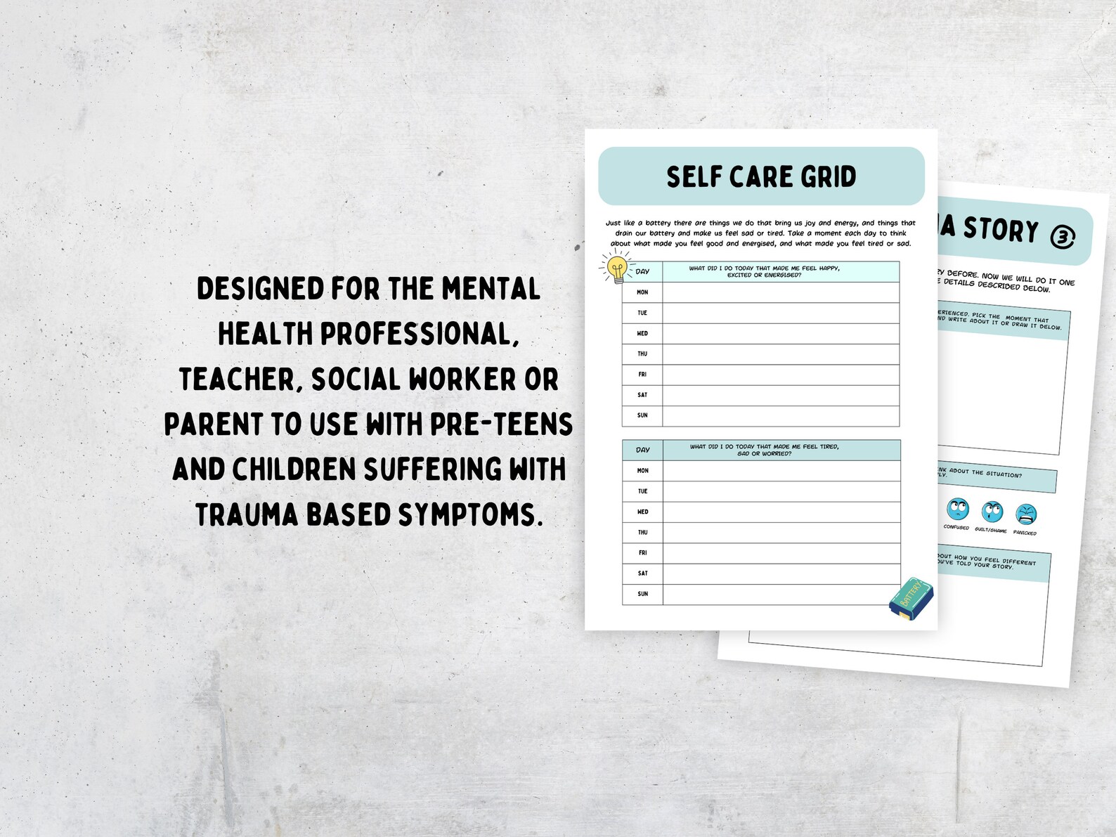 PTSD Worksheets for Kids Kids Trauma Therapy Cards & PTSD Coping Skills ...