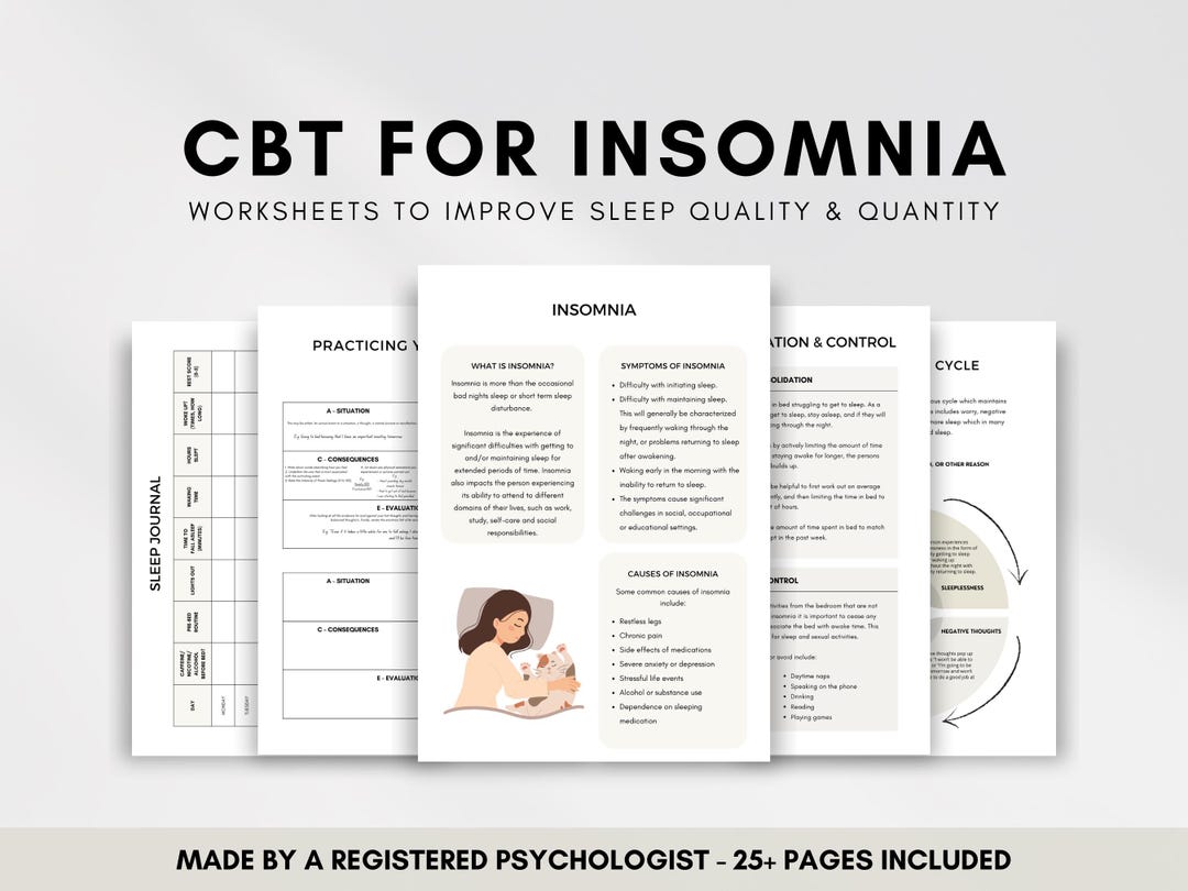 Cognitive Behavioral Therapy Worksheets for Insomnia and Improved Sleep ...