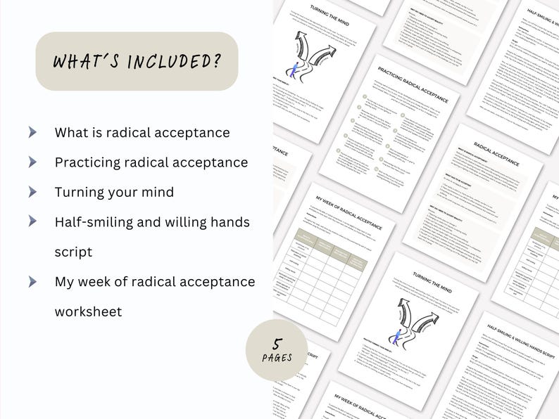 DBT Radical Acceptance Worksheets: Emotional Regulation Therapy ...