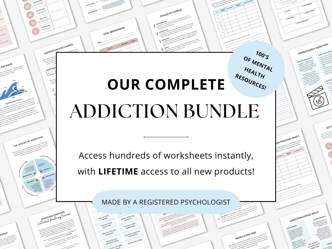 Addiction Recovery Worksheets Full Shop Section Access, Overcoming ...