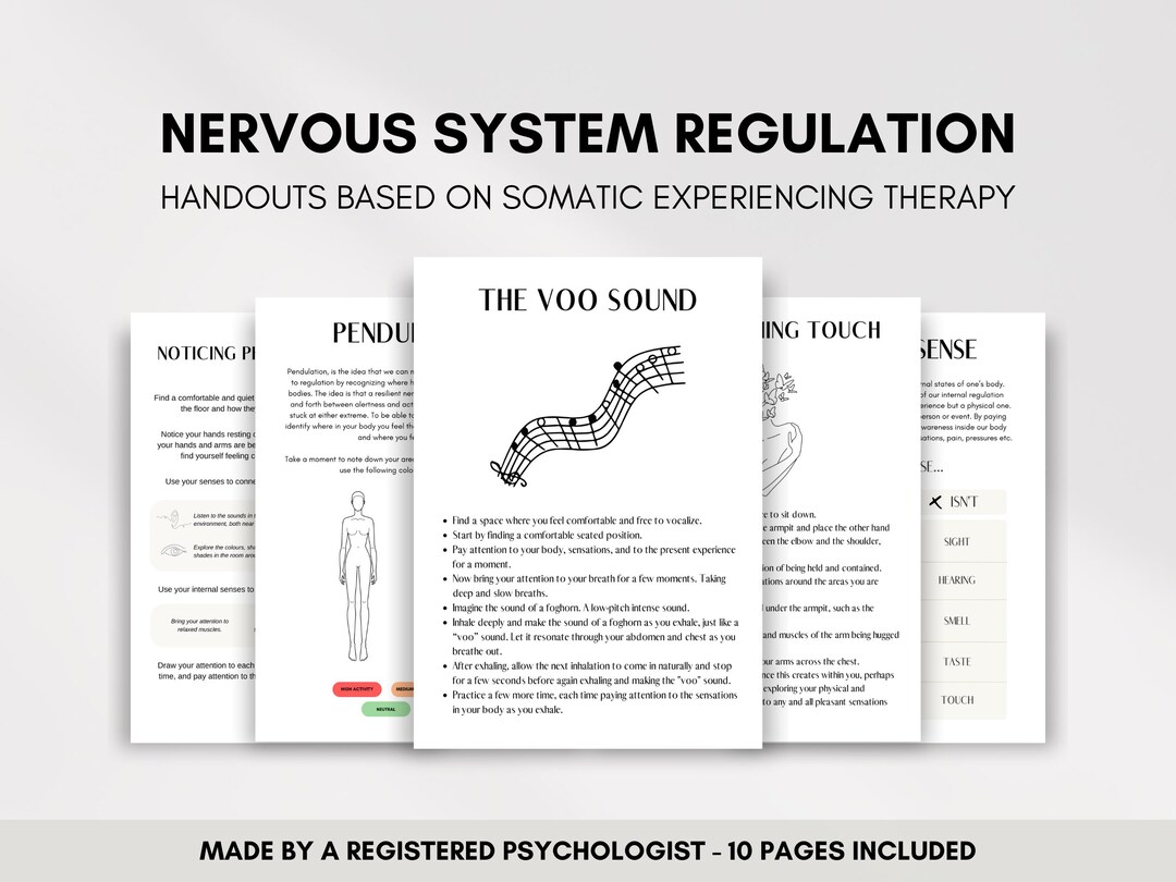 Somatic Experiencing Therapy Worksheets for Nervous System Regulation ...
