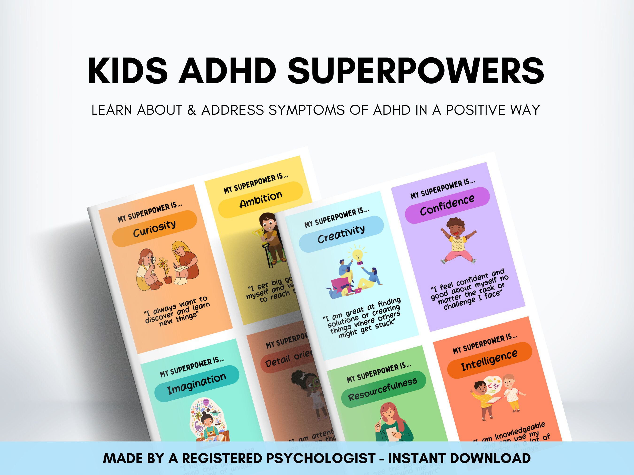 ADHD Superpowers Affirmation Cards Bundle, ADHD for Kids, Executive ...