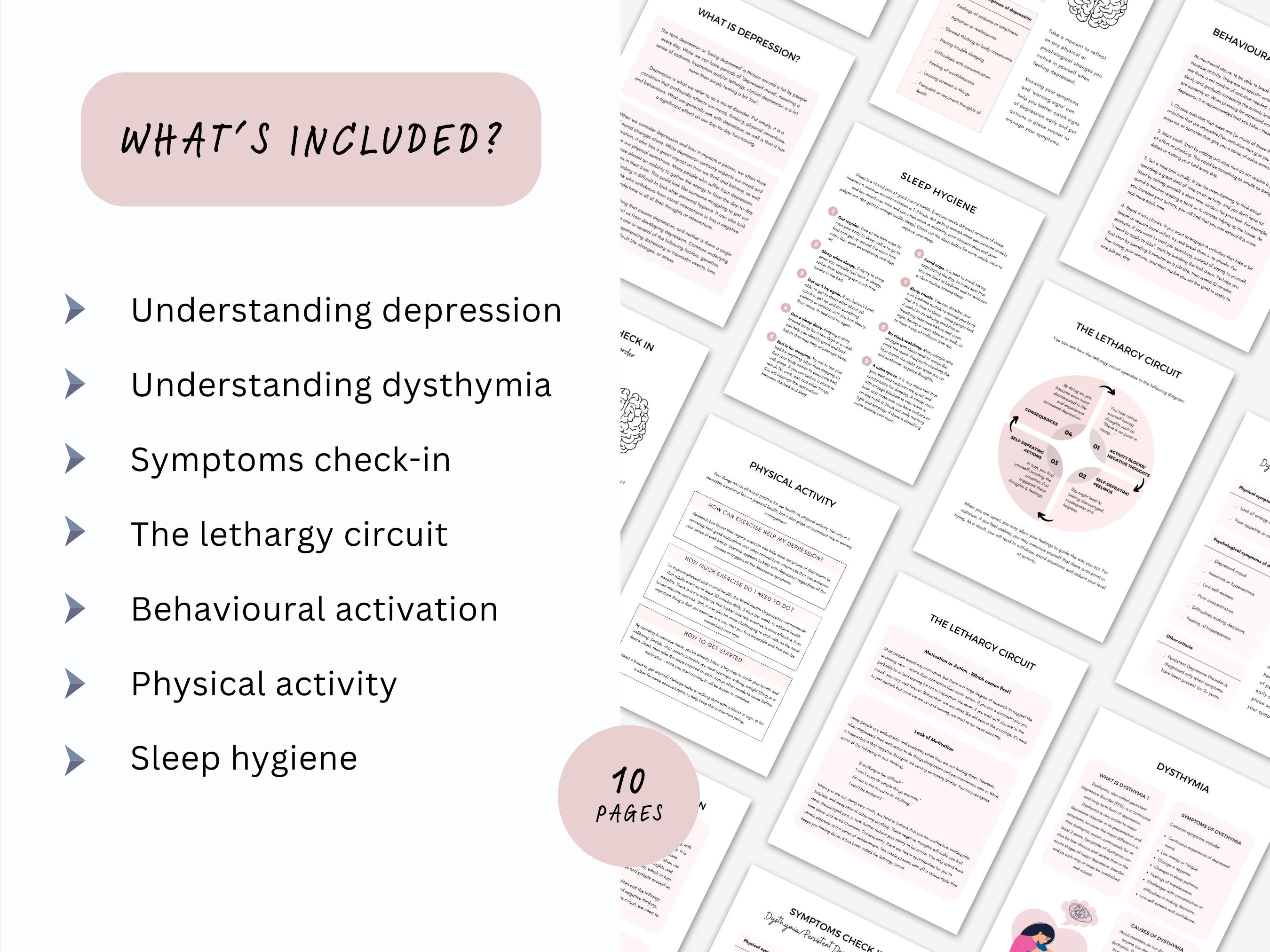 Depression Therapy Worksheets for Managing Depressive Symptoms (PDF ...