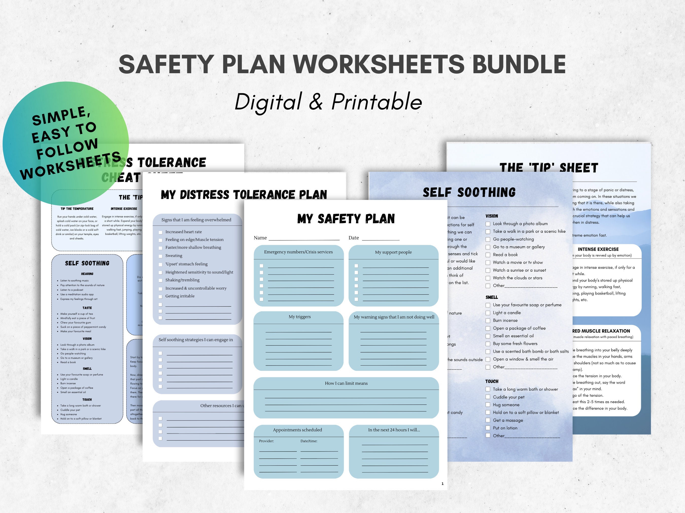 Fillable Safety Plan Worksheets for Psychologist & Counsellor - Etsy