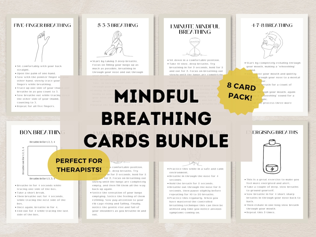 Mindfulness Cards Bundle | Mindful Breathing Exercises for Adults ...