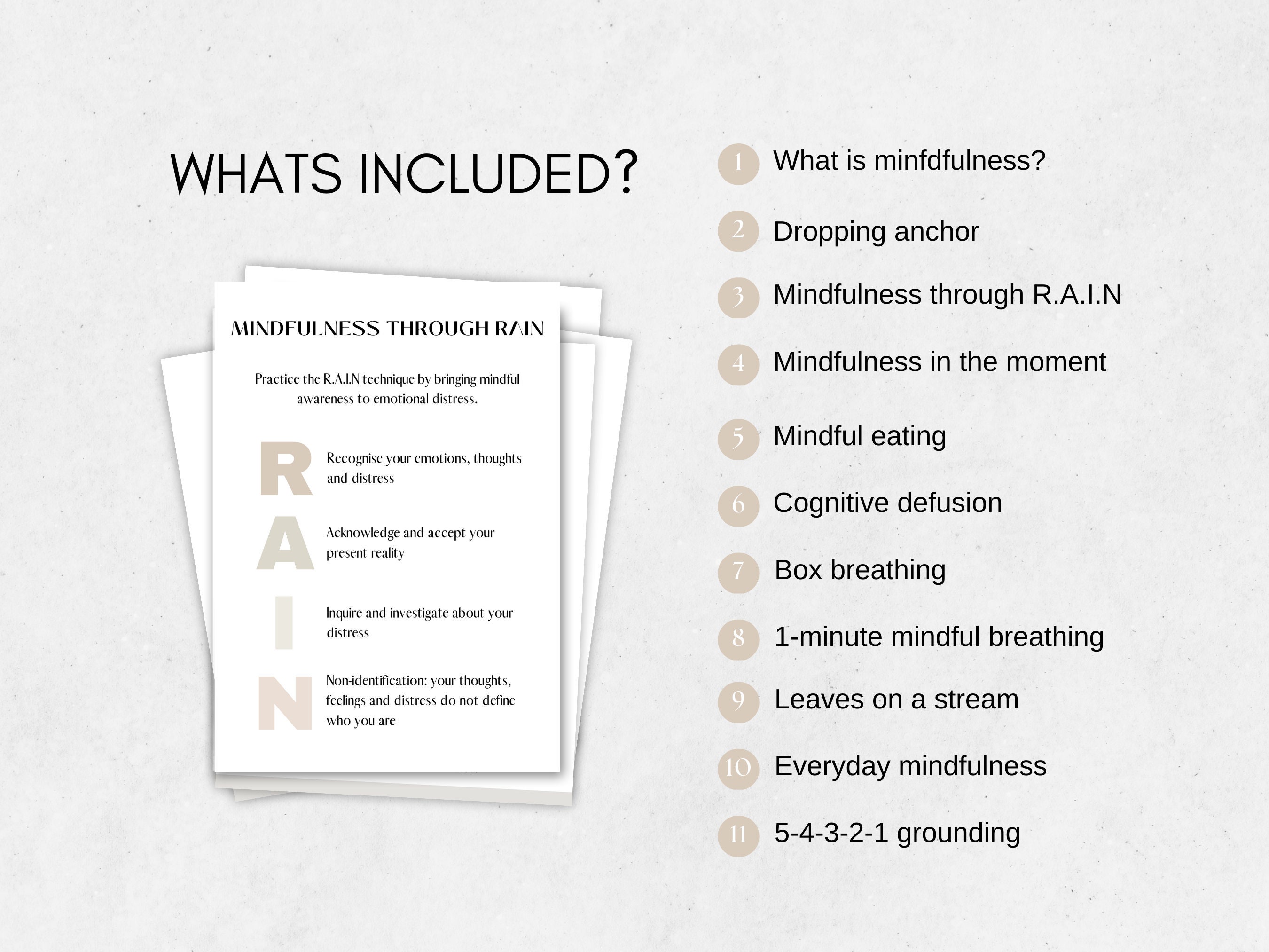 Mindfulness & Grounding Worksheets With Dropping Anchor and Cognitive ...