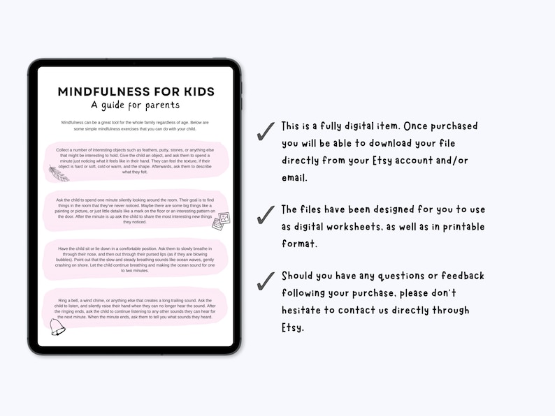 Mindfulness for Kids Therapy Worksheets Bundle, Childrens Grounding ...