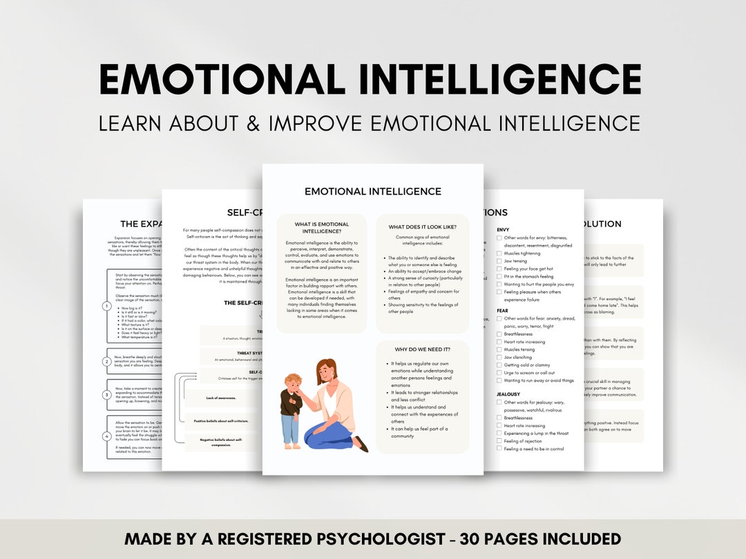 Emotional Intelligence Worksheets: Therapy, Coping Skills (digital ...