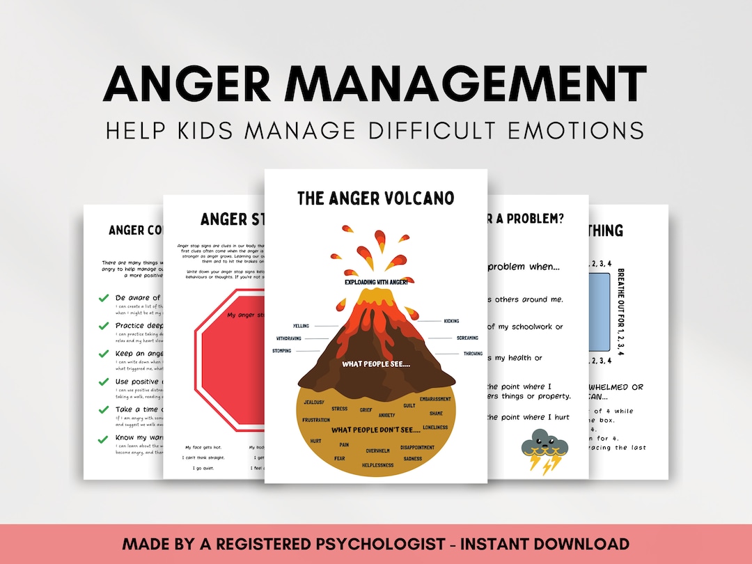 Anger Management Worksheets for Kids, Emotional Regulation Activities ...