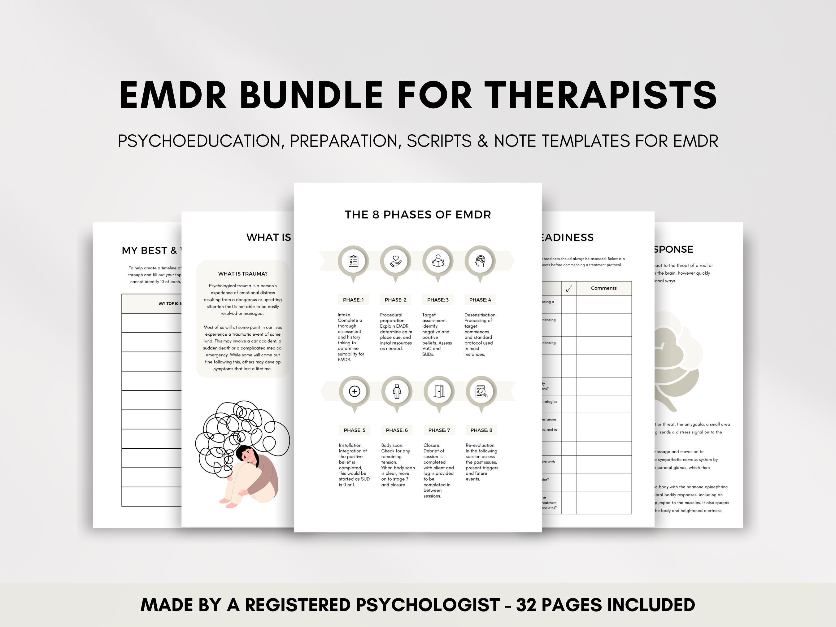 EMDR Worksheets Bundle: Trauma Therapy Resources for Therapists ...