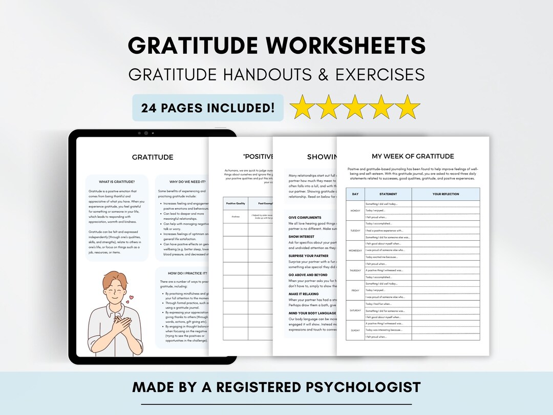 Gratitude Worksheets & Journal: Strengths, Values, Relationships ...