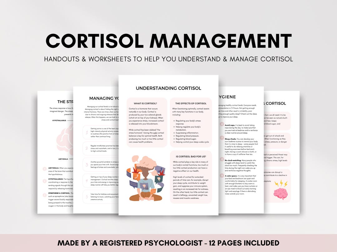 Cortisol Management Therapy Worksheets for Reducing Cortisol and Stress ...