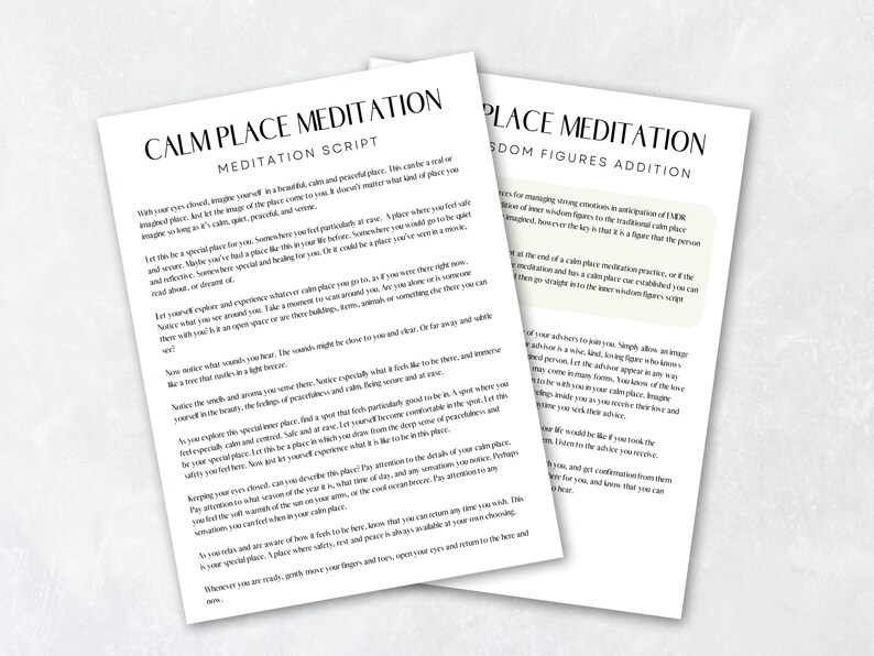 EMDR Therapy Worksheets Bundle: Calm Place Meditation (printable ...