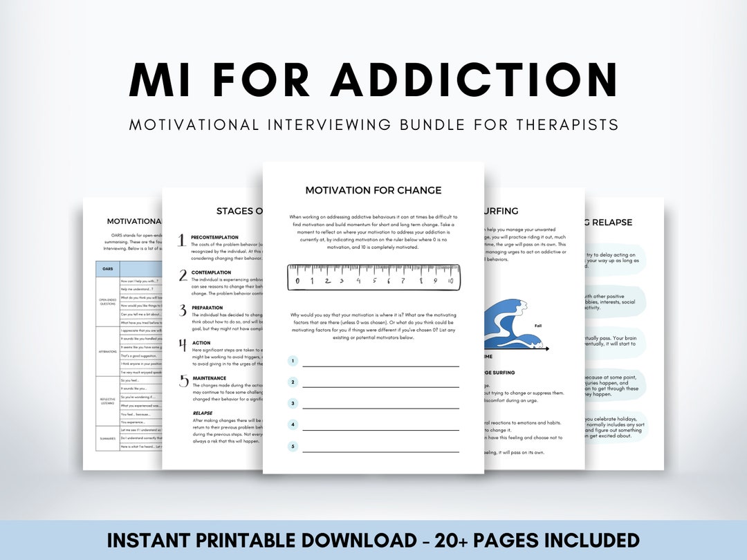 Addiction Recovery Worksheets: Motivational Interviewing Bundle ...