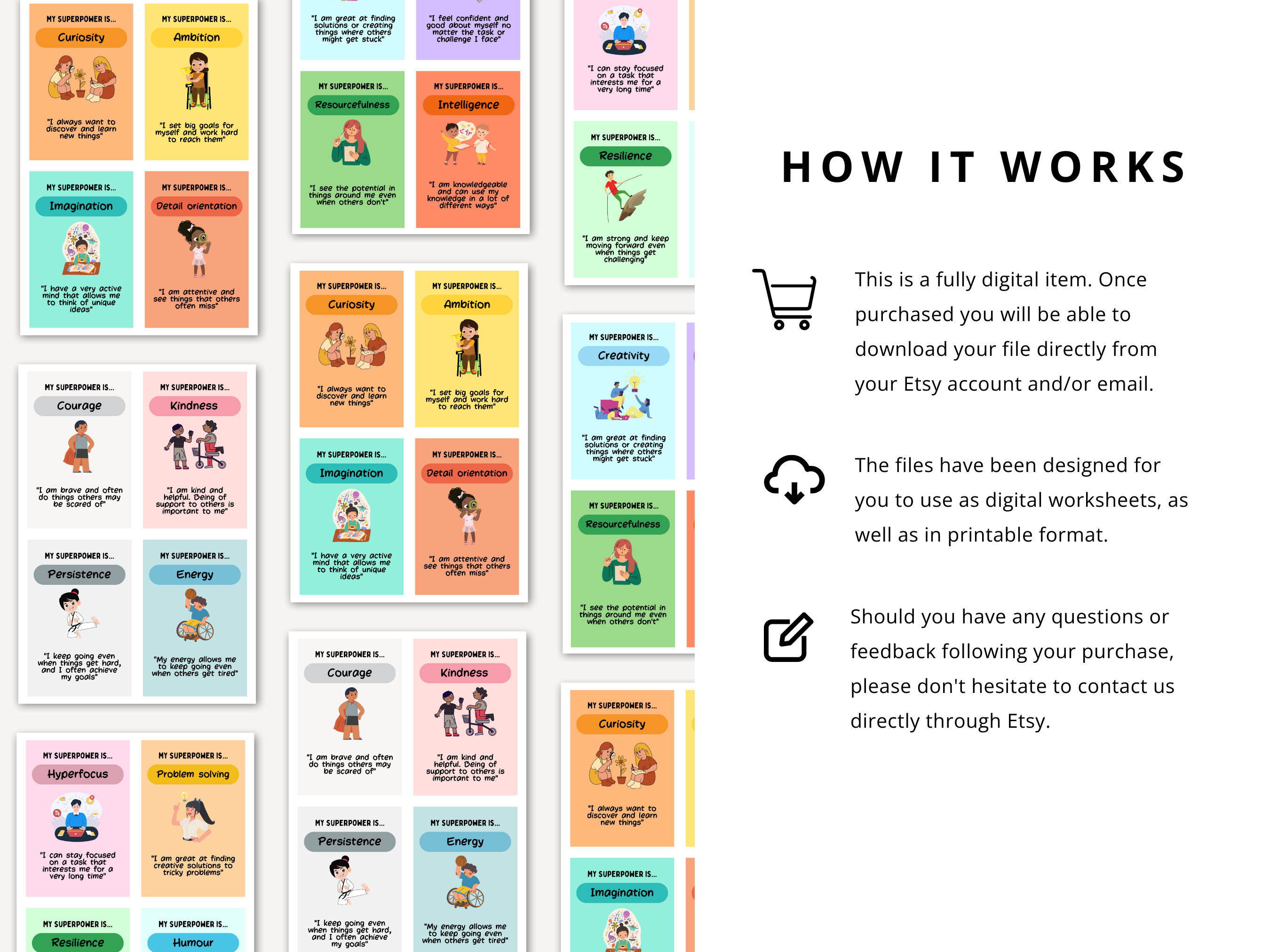 ADHD Superpowers Affirmation Cards Bundle, ADHD for Kids, Executive ...