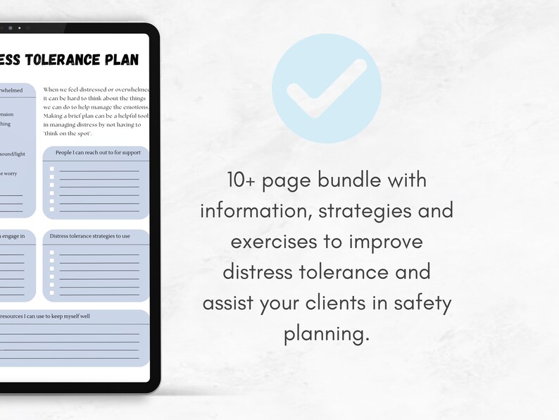 DBT Safety Plan Template Worksheets With Distress Tolerance Framework ...