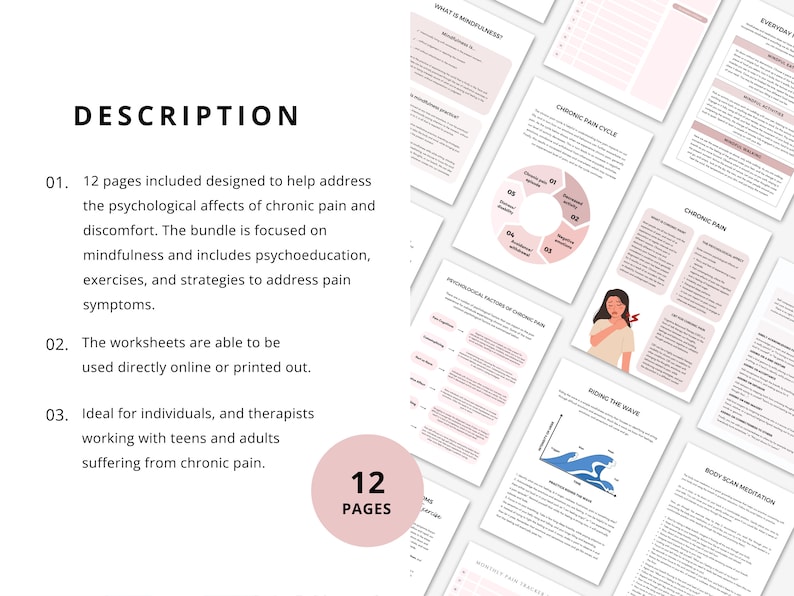 Chronic Pain Tracker Worksheets for Mindfulness and Coping Skills ...