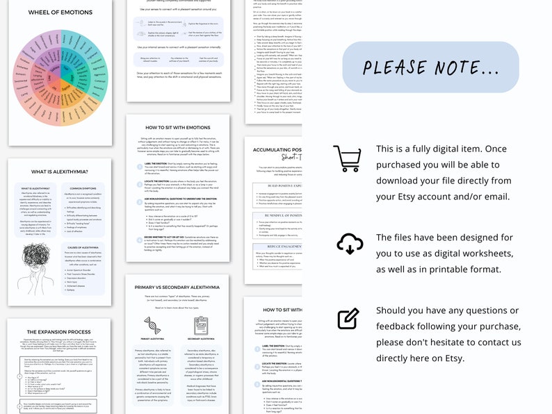 Alexithymia Worksheets Bundle for Managing Emotions, Sitting With ...