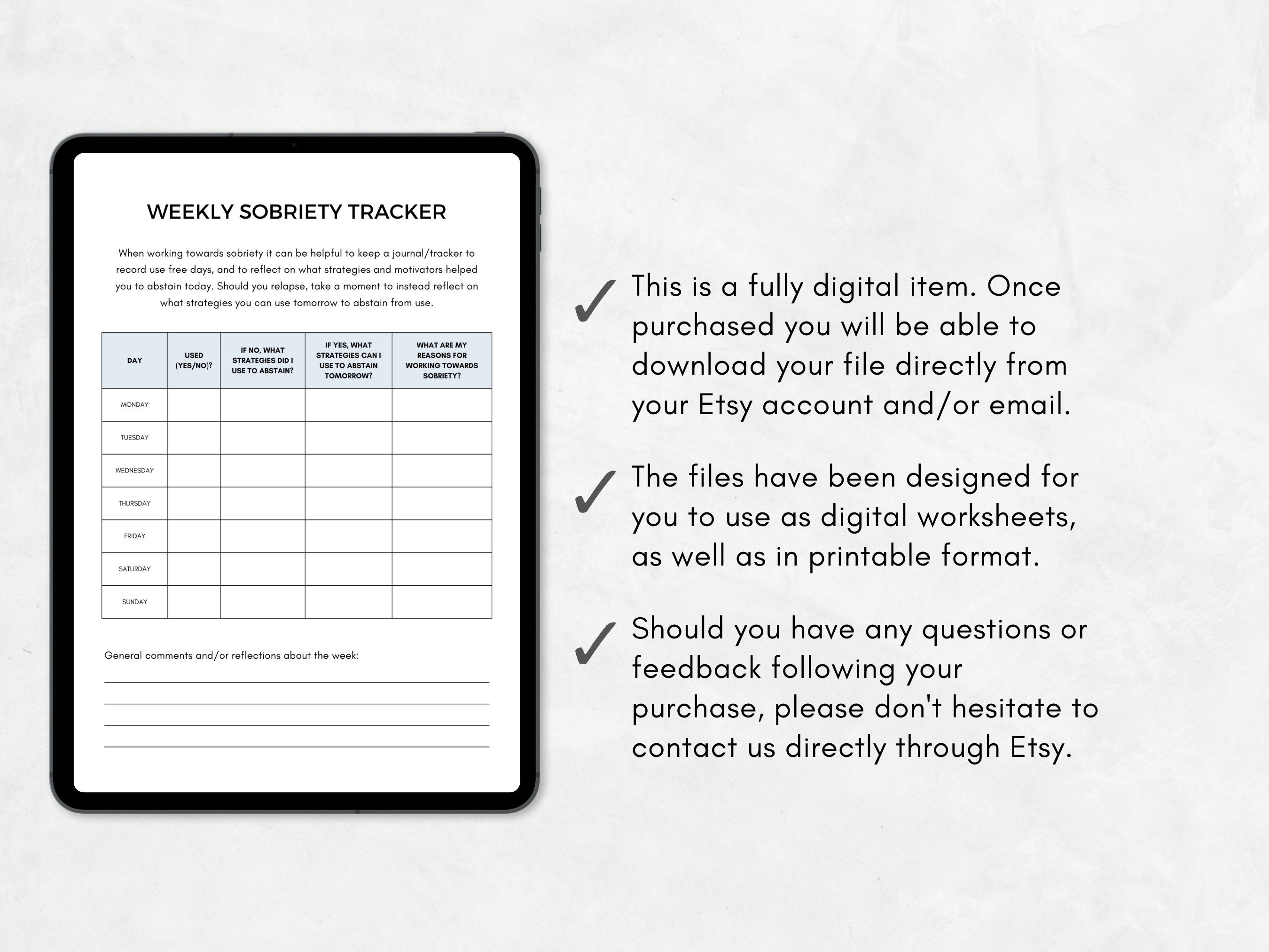 Sobriety Tracker Worksheets for Overcoming Addiction & Relapse - Etsy