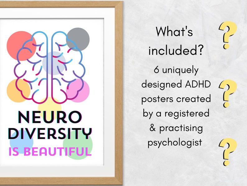Neurodiversity Poster Bundle: ADHD Awareness Prints for Kids (digital ...